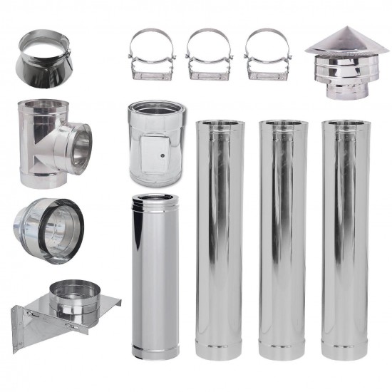 Kit de chaminé Aço inoxidável isolado Ф130 (diâmetro interno), 4,7m ...